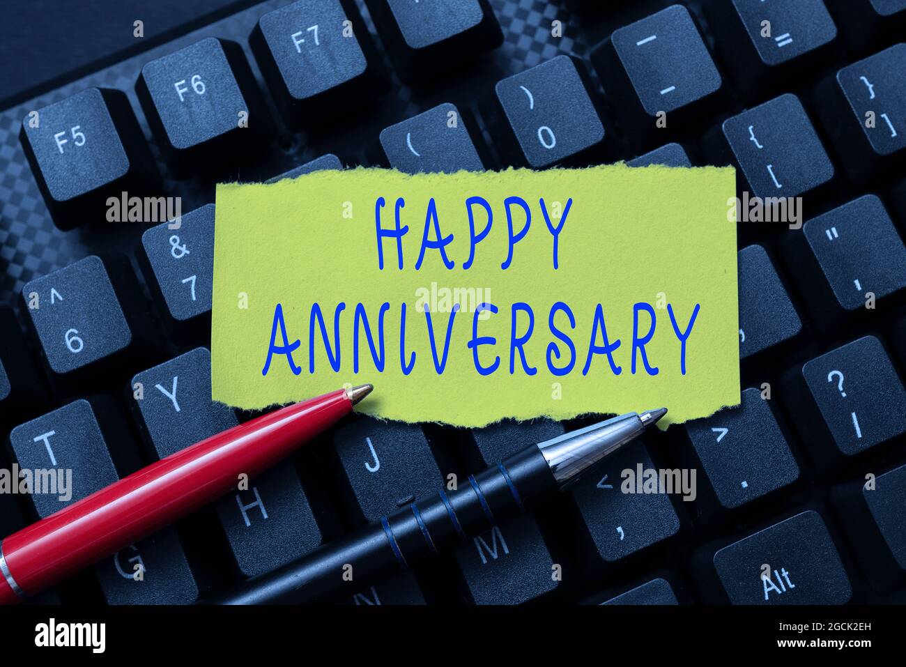 Text caption presenting Happy Anniversary. Business approach The ...