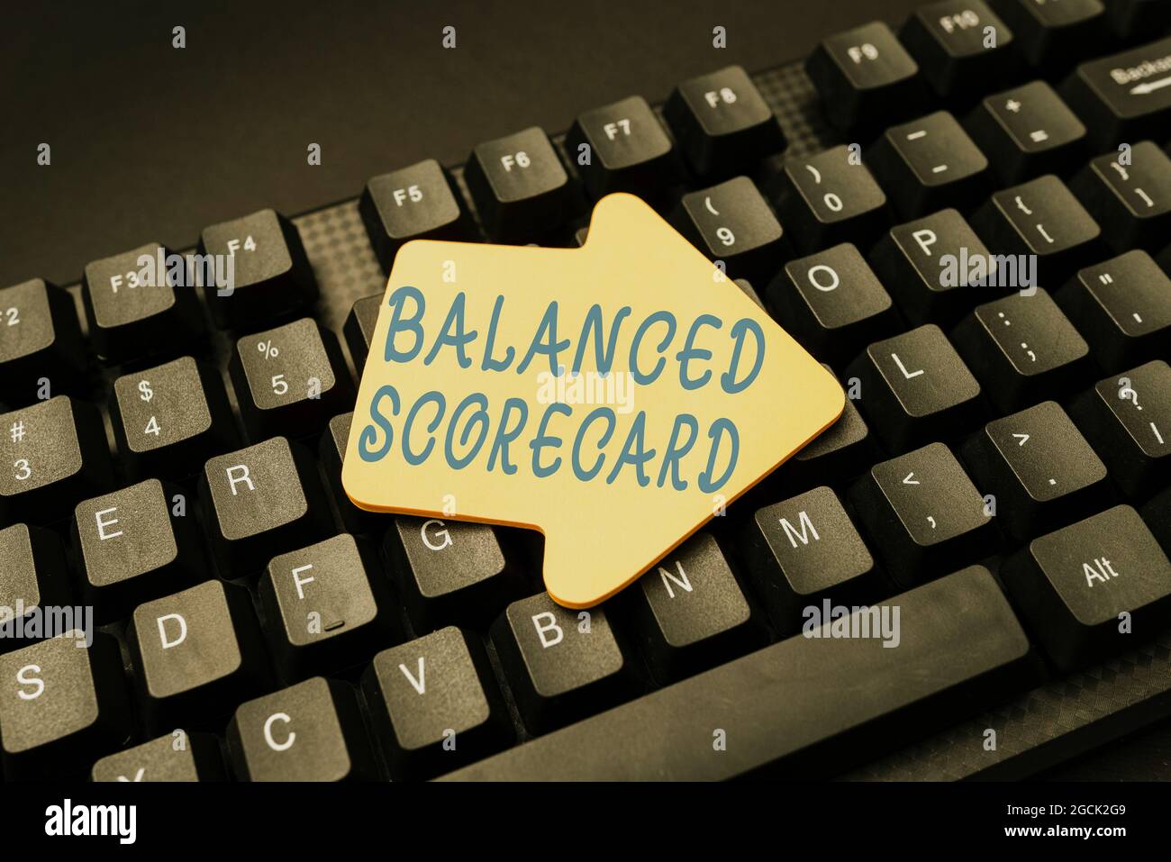 Hand writing sign Balanced Scorecard. Word Written on a performance ...