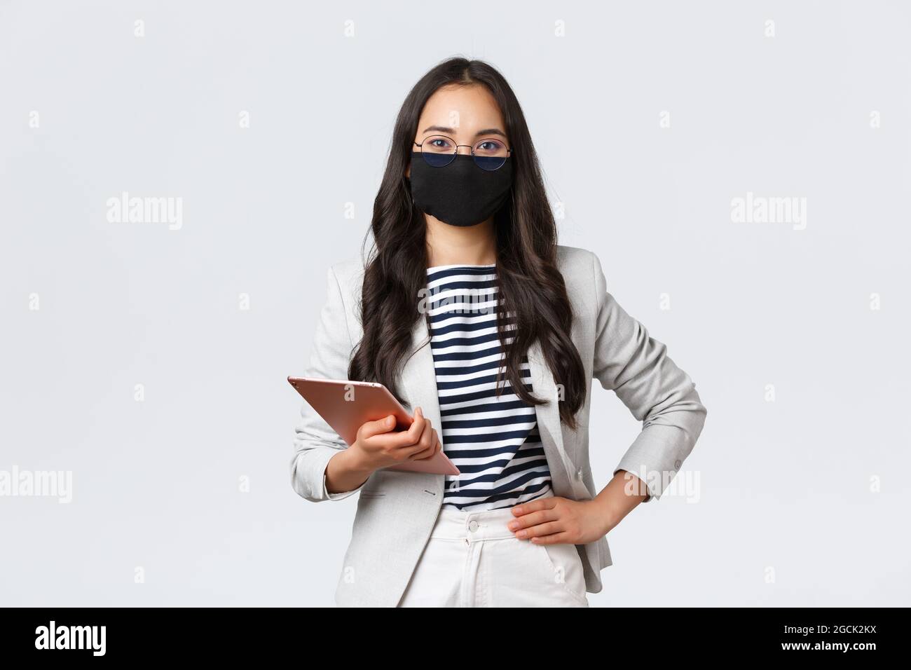 Business, finance, covid-19 preventing virus and social distancing ...