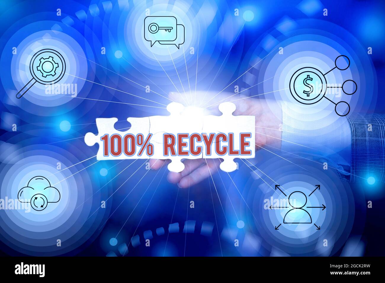 Text sign showing 100 Percent Recycle. Business idea contains 100 ...