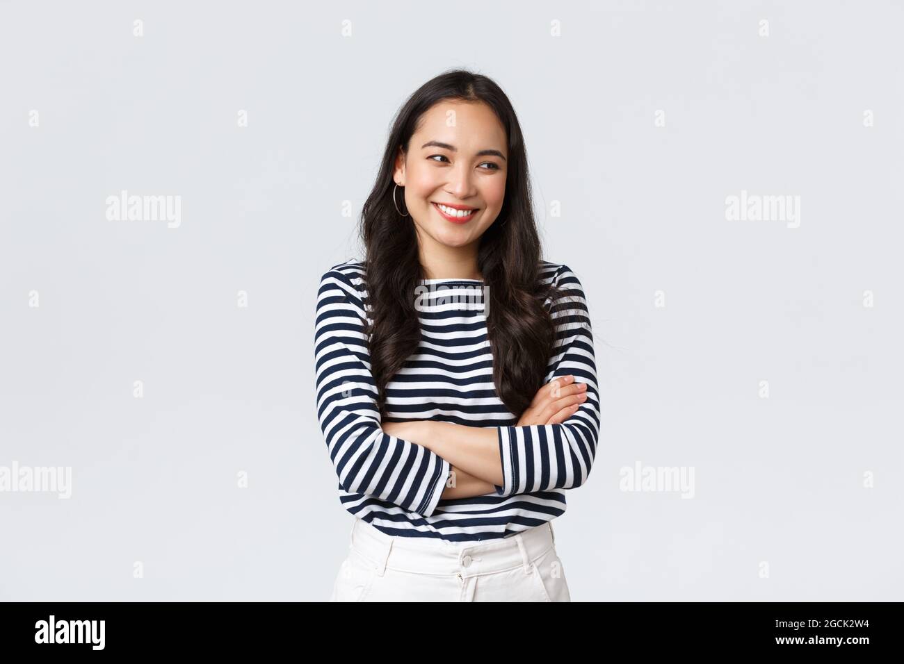 Lifestyle, beauty and fashion, people emotions concept. Cheerful cute ...