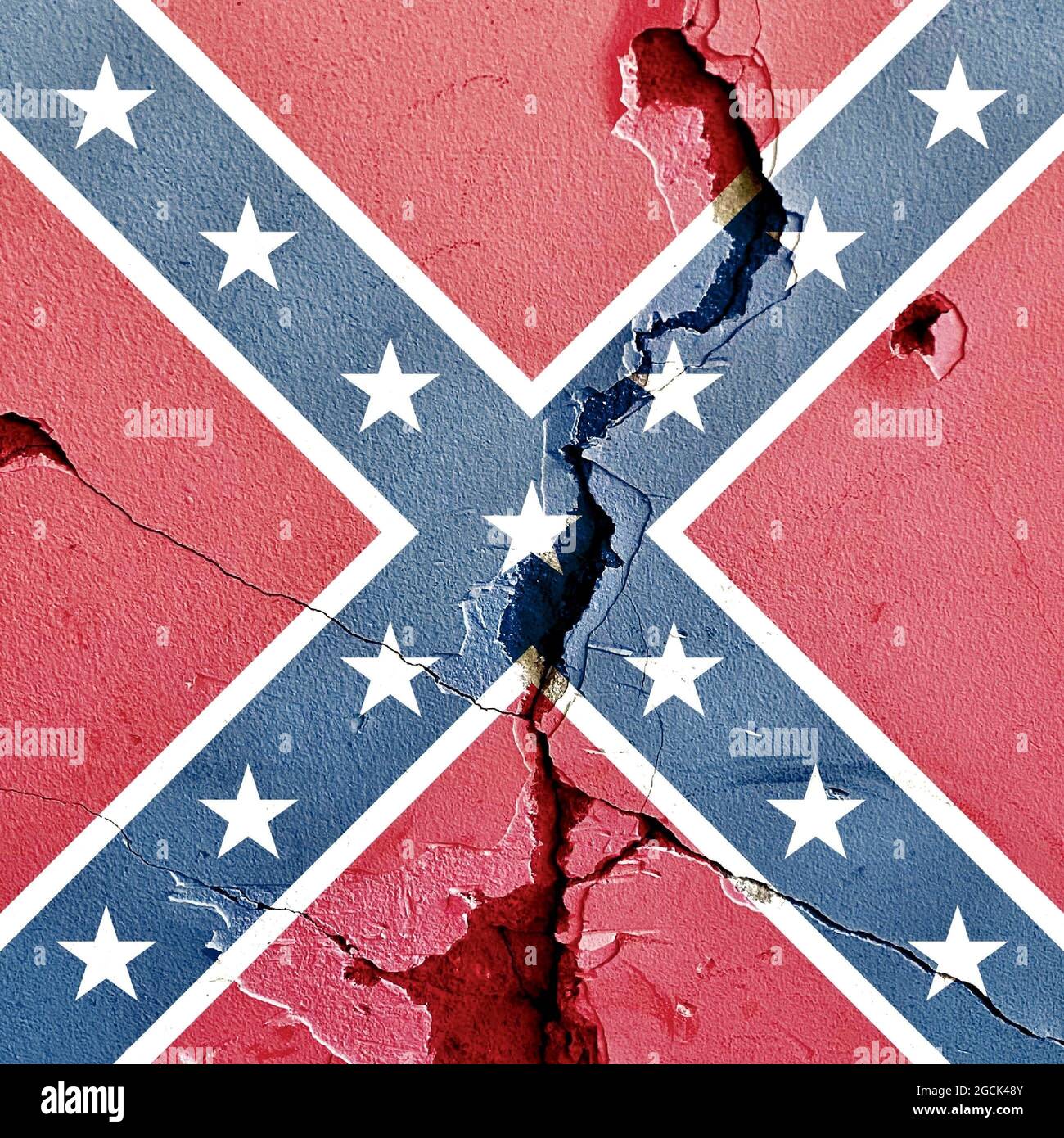 Closeup shot of grunge square Battle flag of the Confederate States of ...