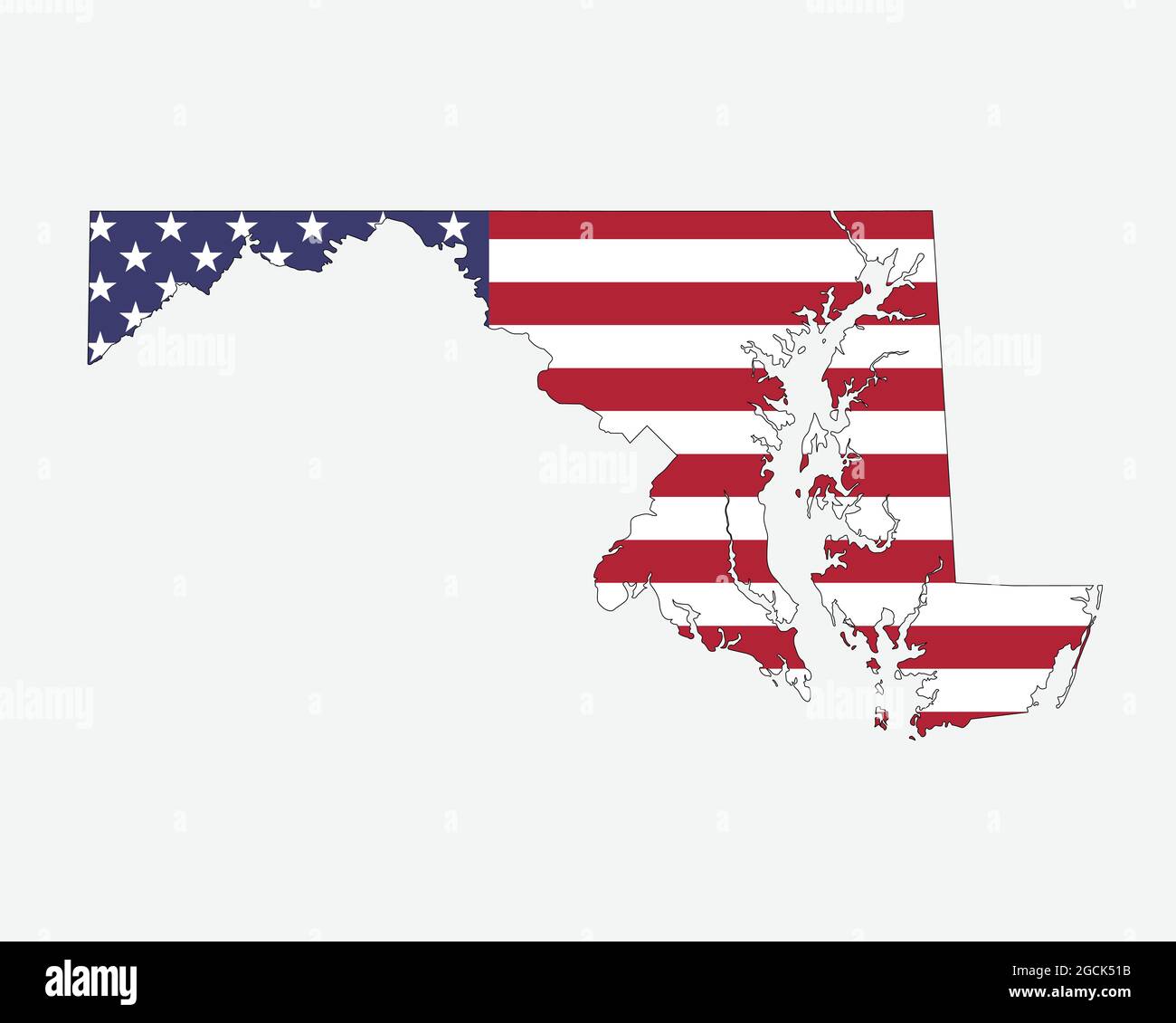 Maryland Map on American Flag. MD, USA State Map on US Flag. EPS Vector ...
