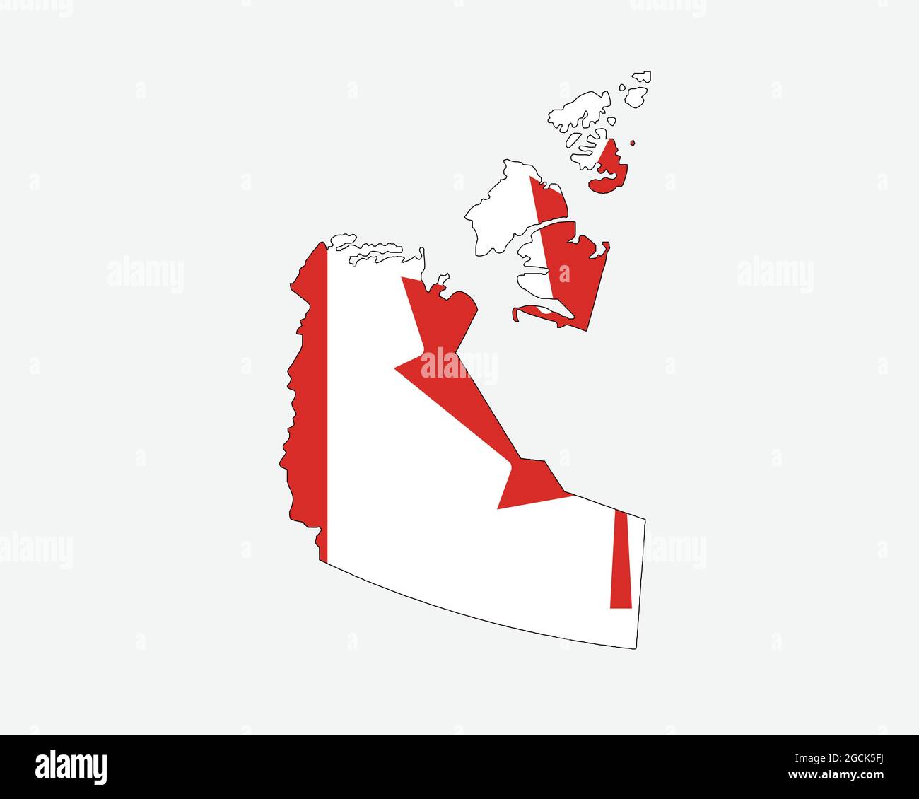 Northwest Territories Map on Canadian Flag. NT, CA Territory Map on ...