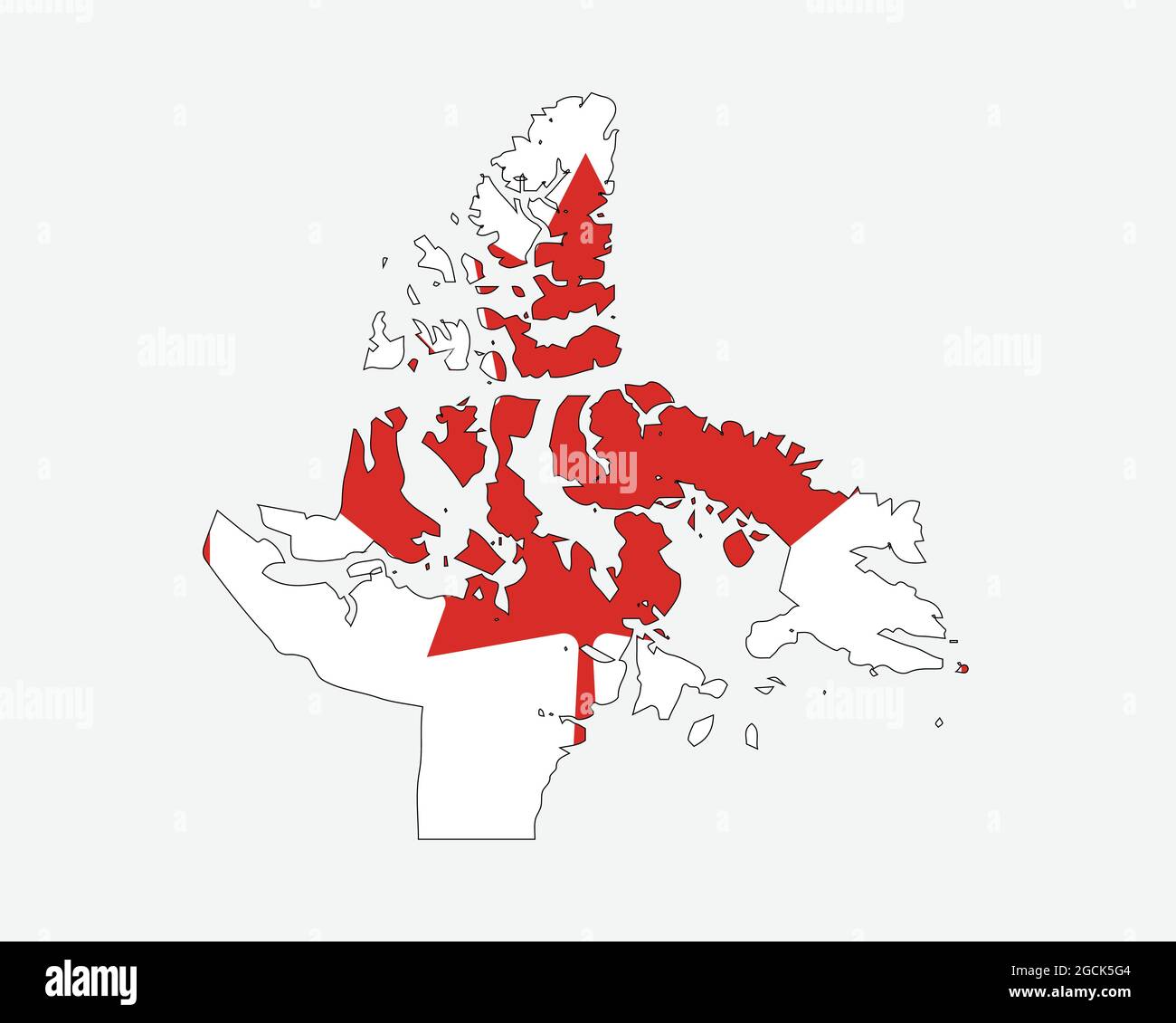 Nunavut Map on Canadian Flag. NU, CA Territory Map on Canada Flag. EPS ...