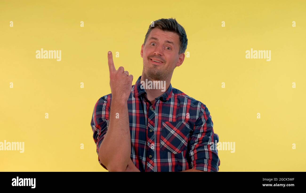 Intelligent young man suddenly comes to an excellent idea. He is in ...