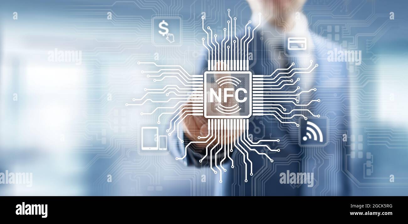 NFC Wireless communication technology Digital payment concept Stock ...