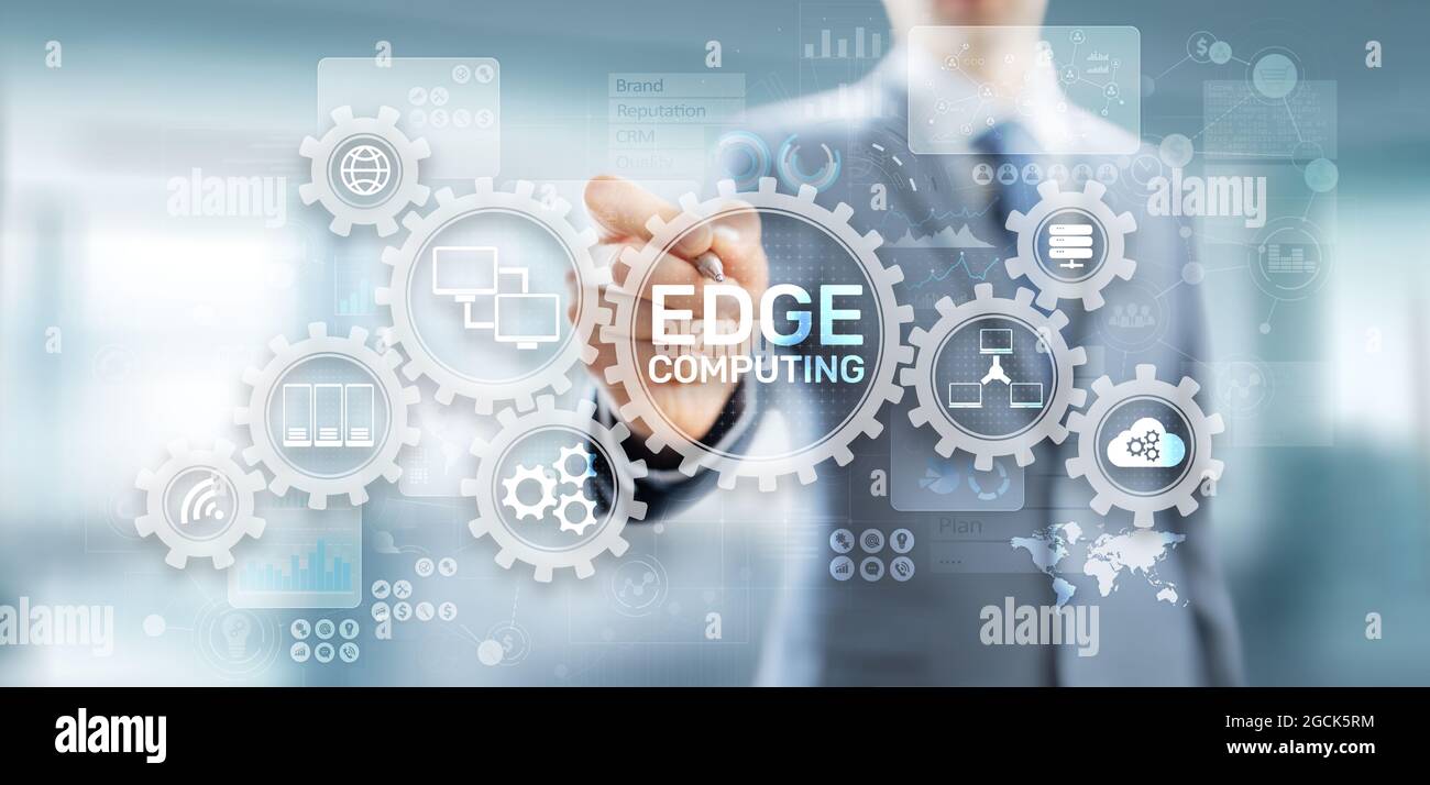 Edge computing modern IT technology on virtual screen concept Stock ...