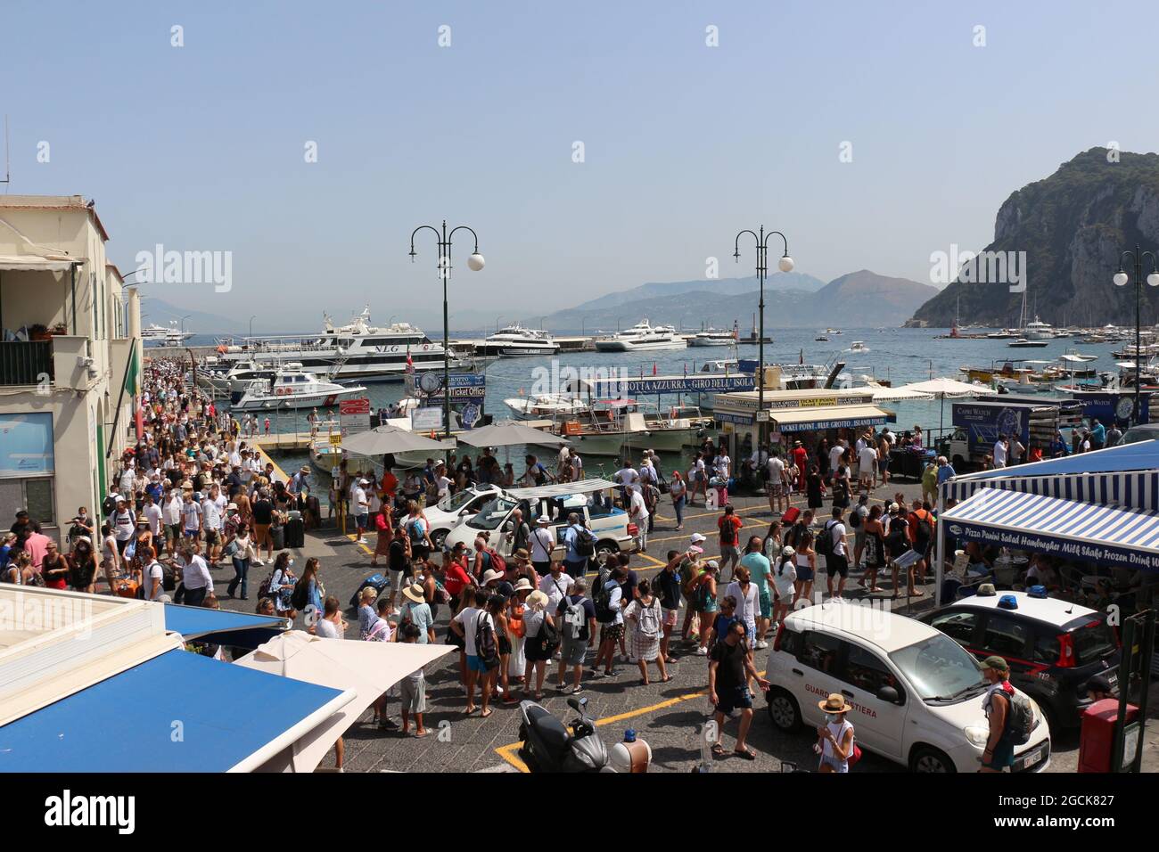 People and tourists in the piazzetta of capri hi-res stock photography ...