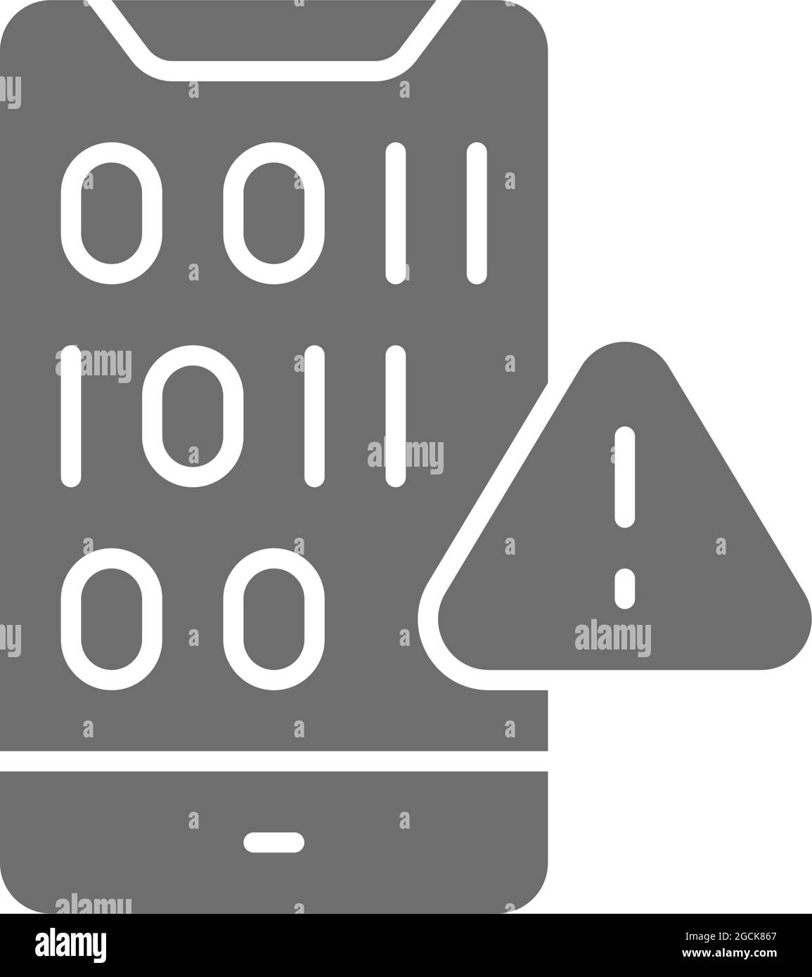 Mobile screen with binary code, mobile software problems grey icon ... Mobile screen with binary code, mobile software problems grey icon ...