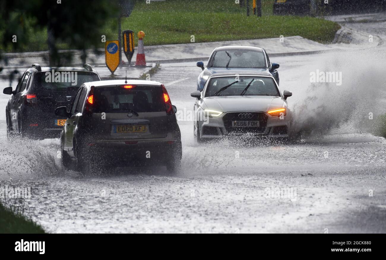 Mountnessing, UK. 09th Aug, 2021. Essex UK 9th August. Motorists drive ...