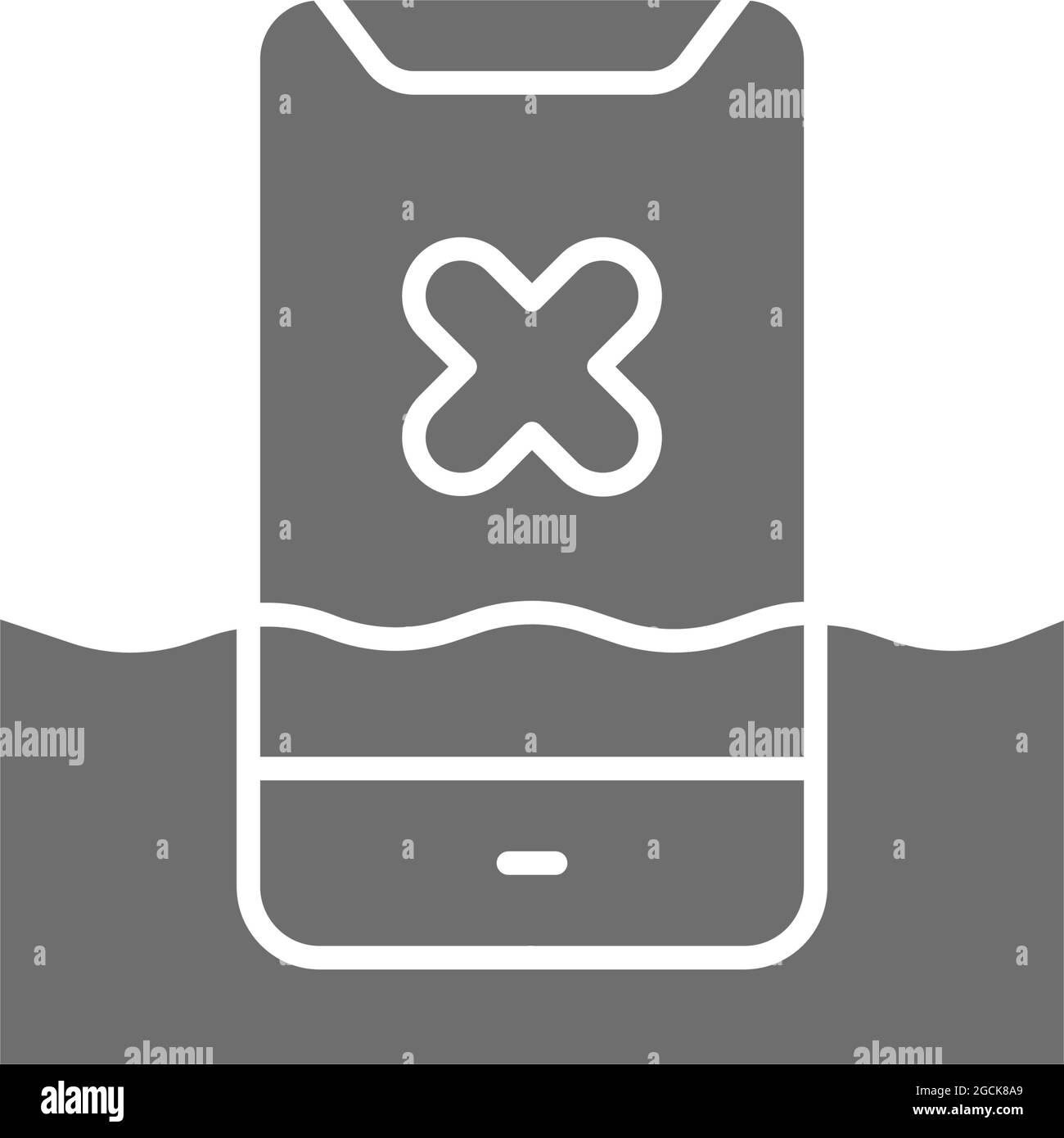 Smartphone in water, liquid damaged phone grey icon Stock Vector Image ...