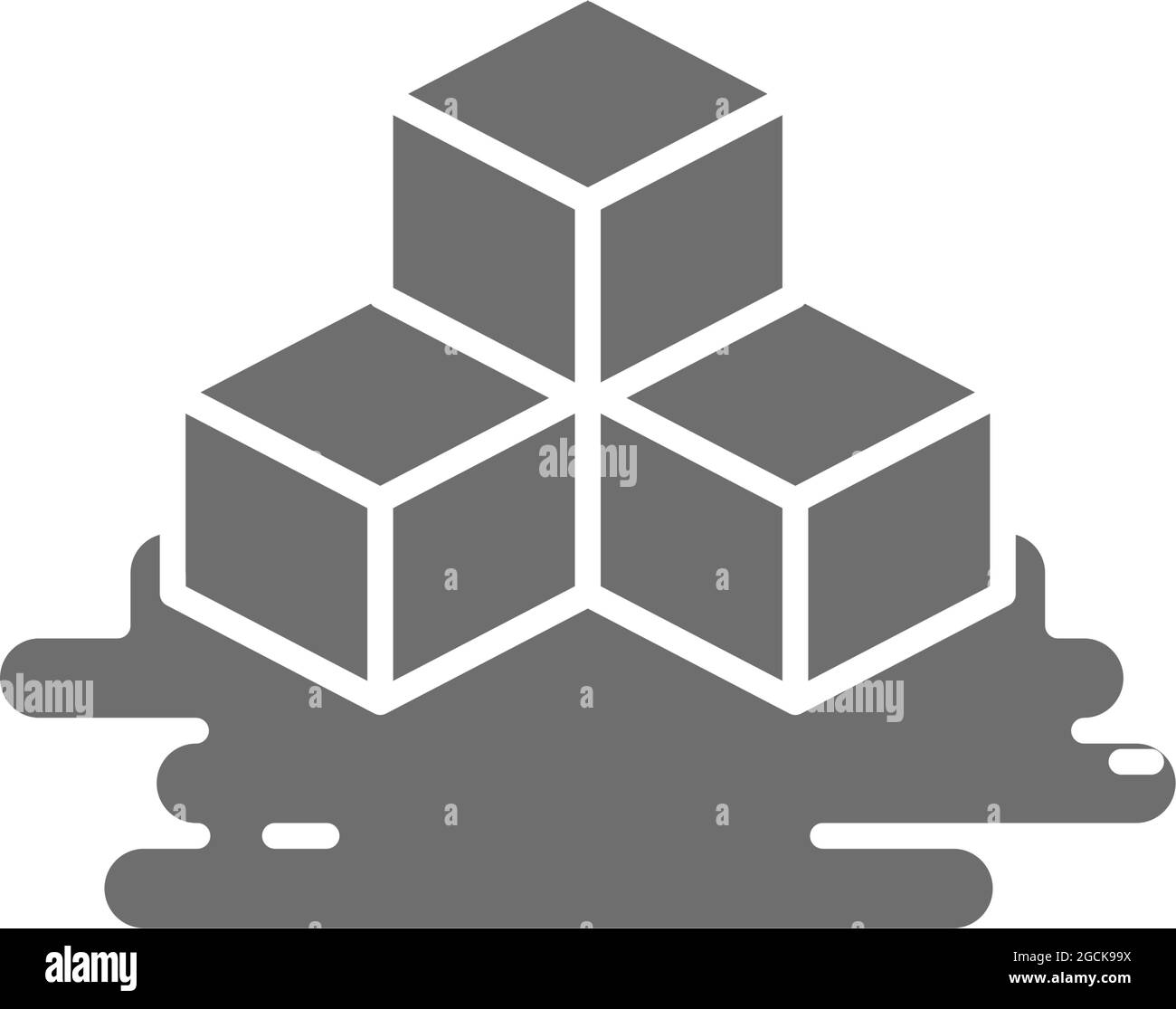 Three ice cubes grey icon. Isolated on white background Stock Vector ...