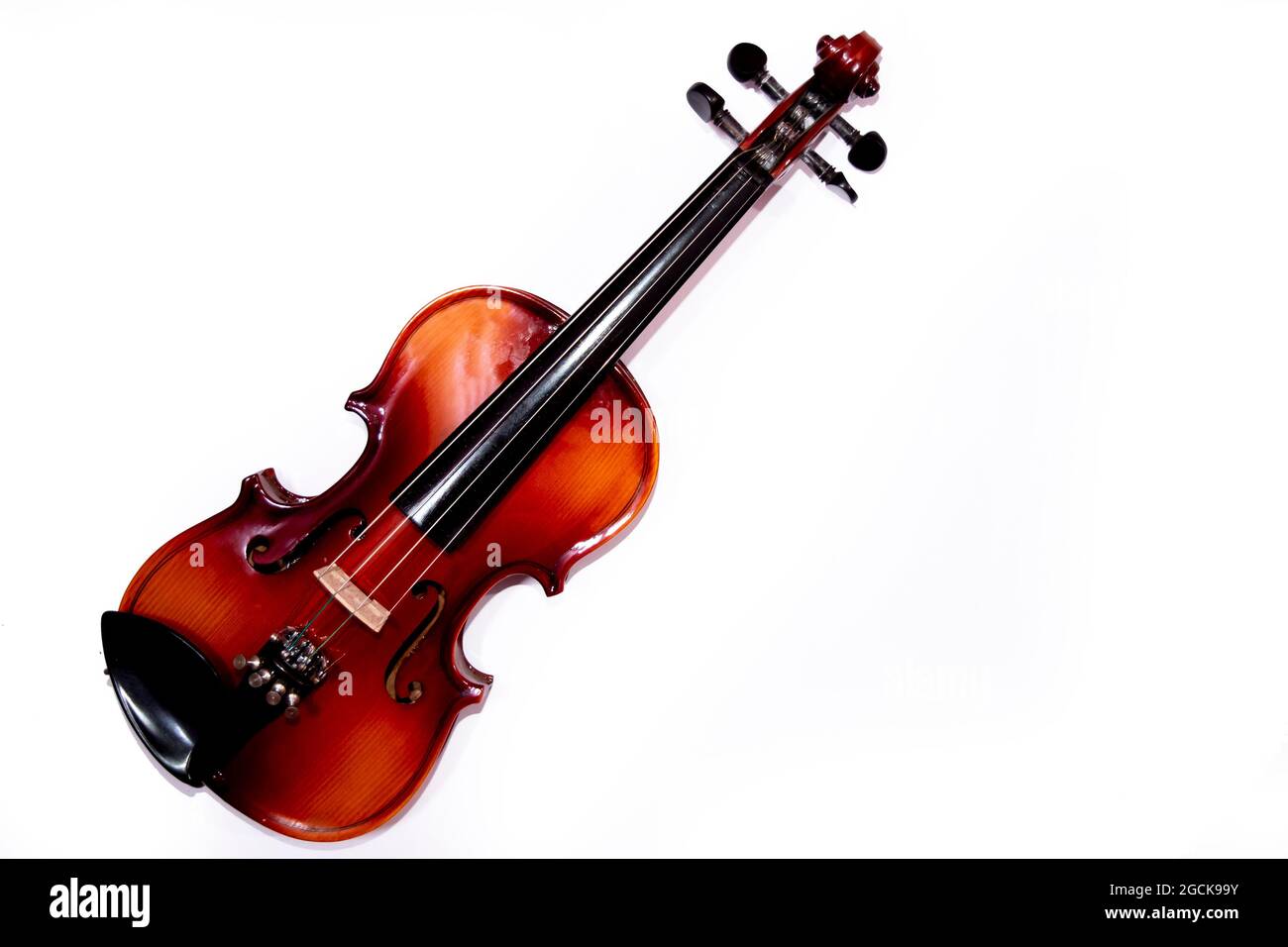 Front view of violin with Violin stick isolated on white background ...