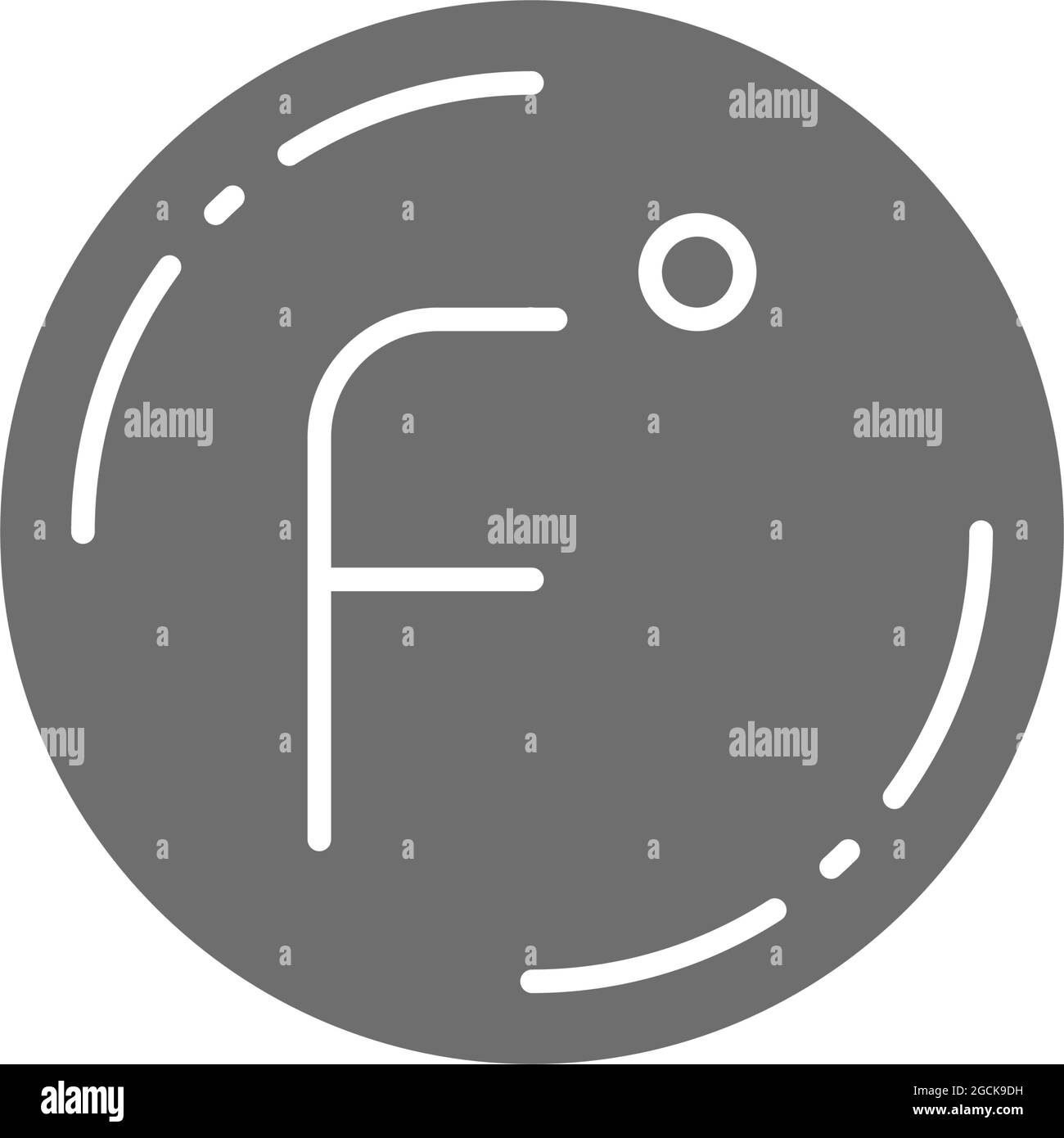 Fahrenheit temperature, thermometer grey icon. Isolated on white ...