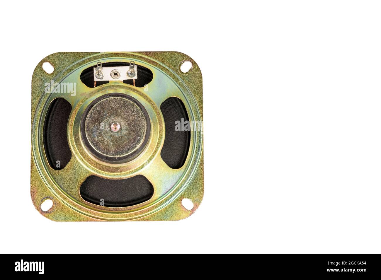 Close up view of main part of speaker isolated on white background ...