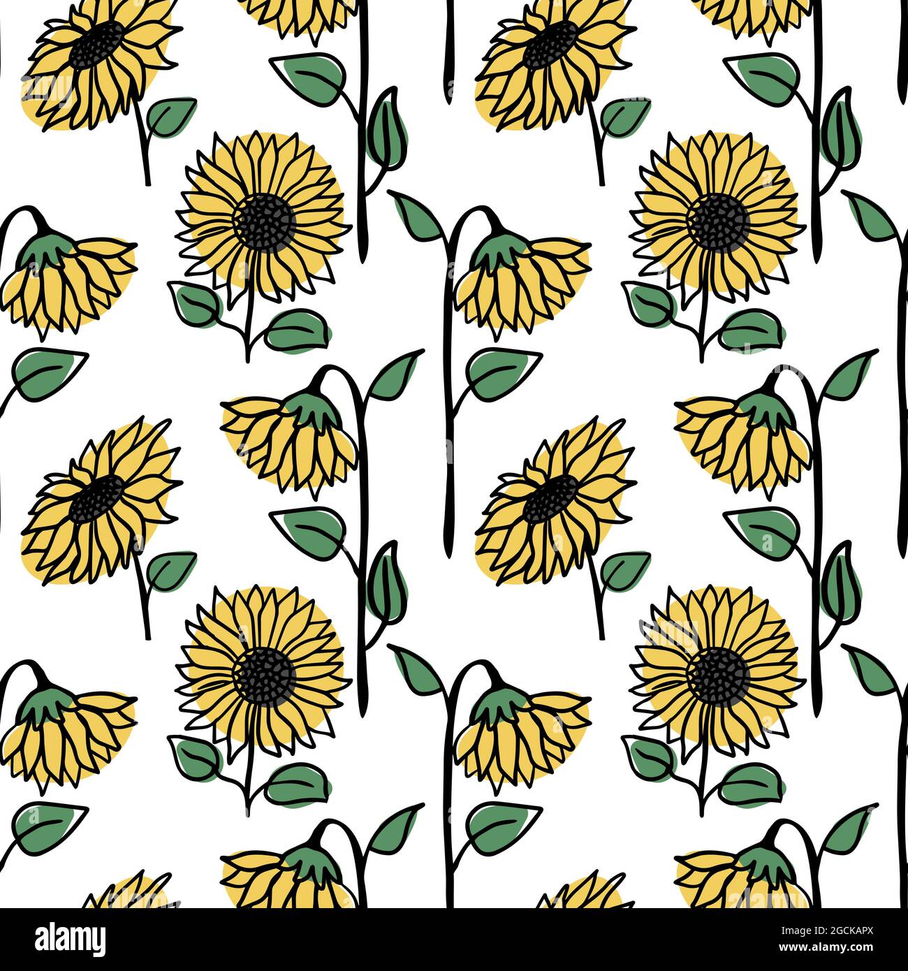 seamless sunflower pattern isolated vector illustration. Flower ...
