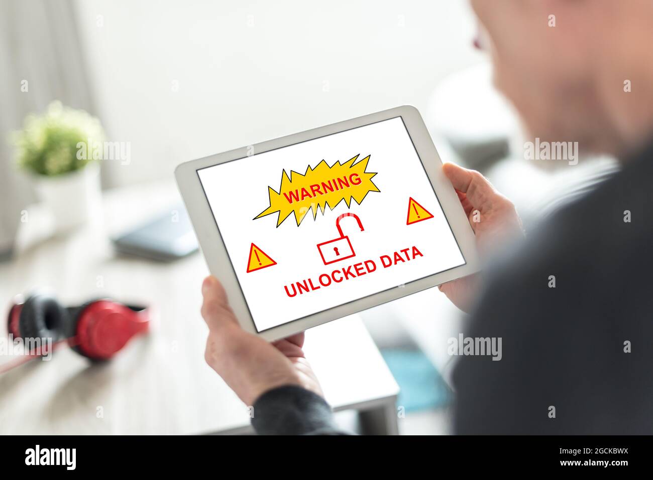 Tablet screen displaying a data security concept Stock Photo - Alamy