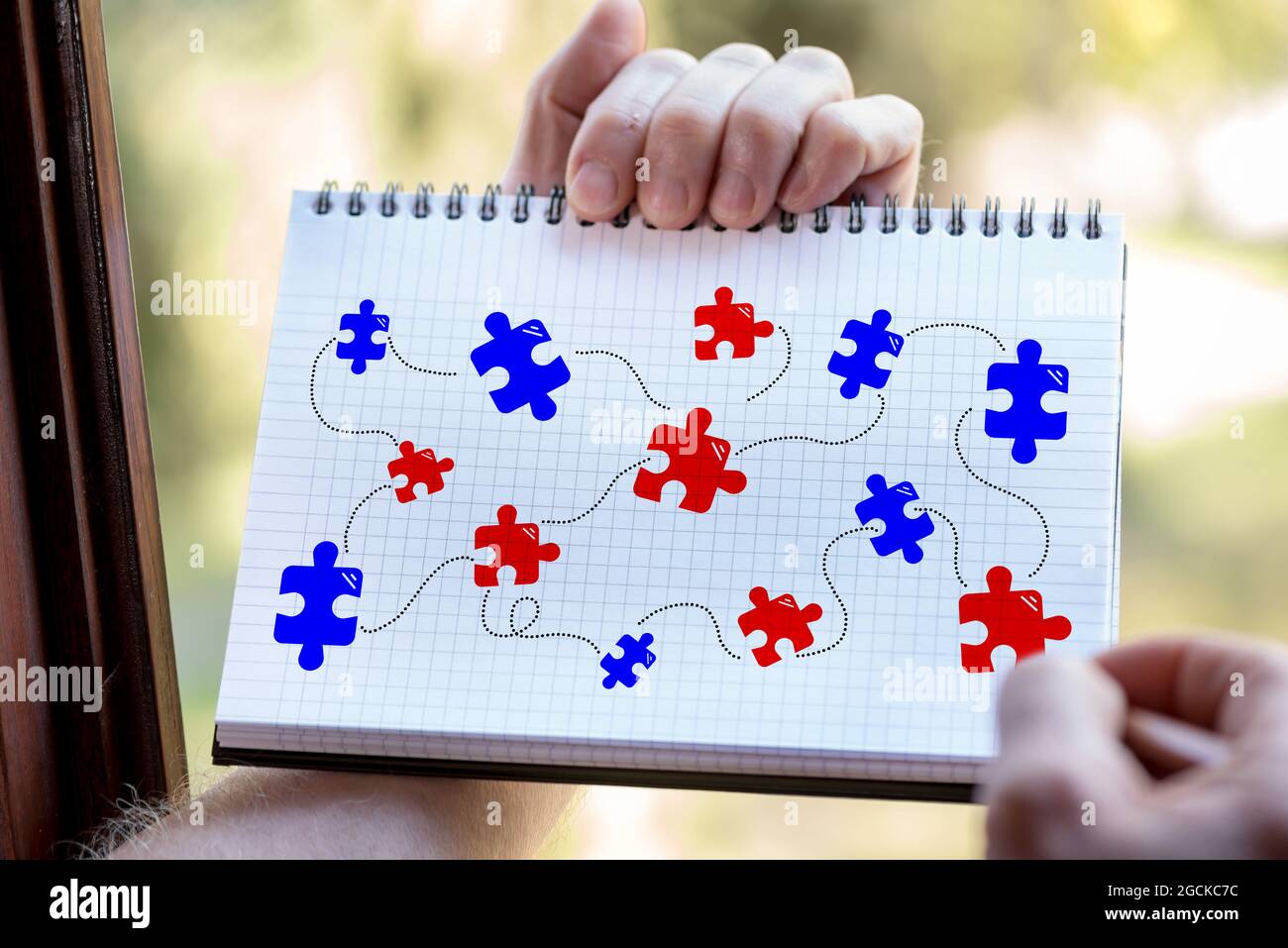 Hand Drawing Partnership Puzzle On High Resolution Stock Photography ...