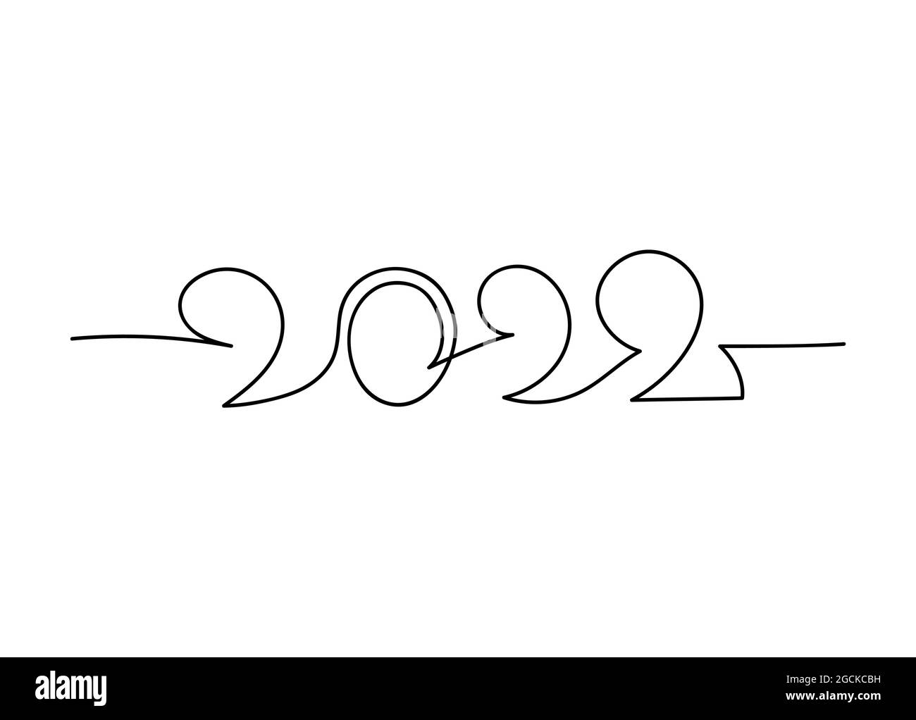 Hand drawn 2022 thin line lettering on white background. Vector ...