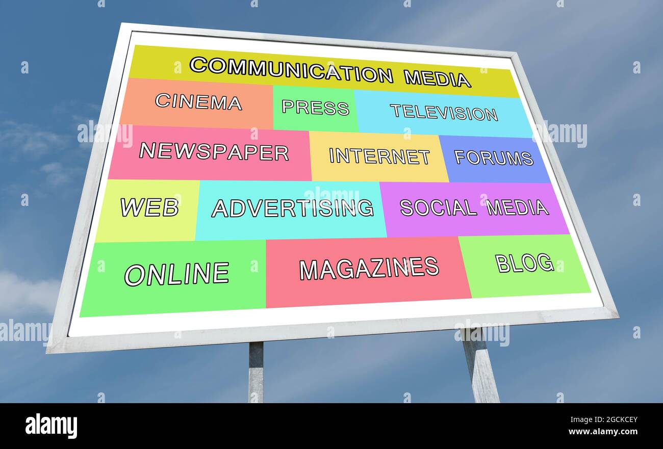 Communication media concept drawn on a billboard Stock Photo - Alamy