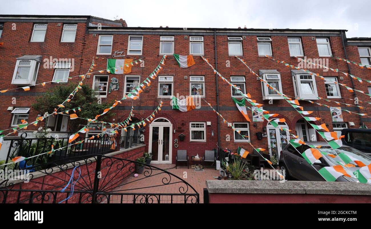 Bunting near Kellie Harrington's home in Portland Row, Dublin, after ...
