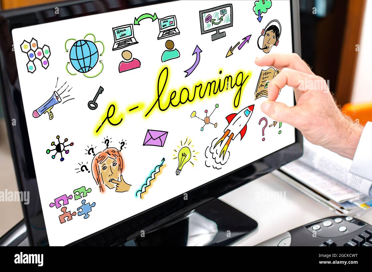 E-learning concept shown on a computer screen Stock Photo - Alamy