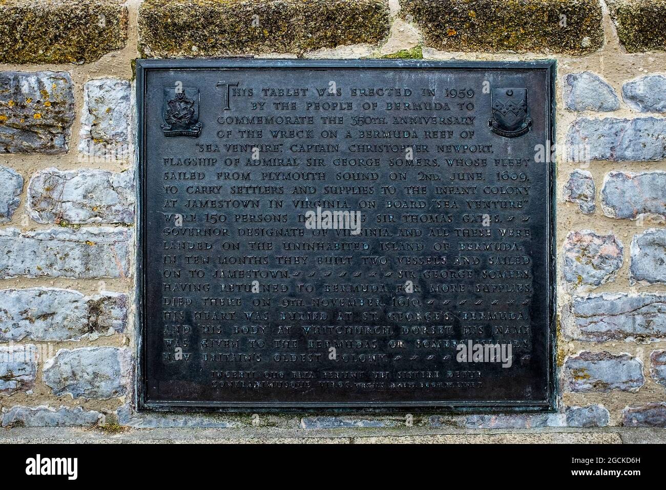 Bermudan plaque commemorating 350th anniversary of the wreck of the Sea ...