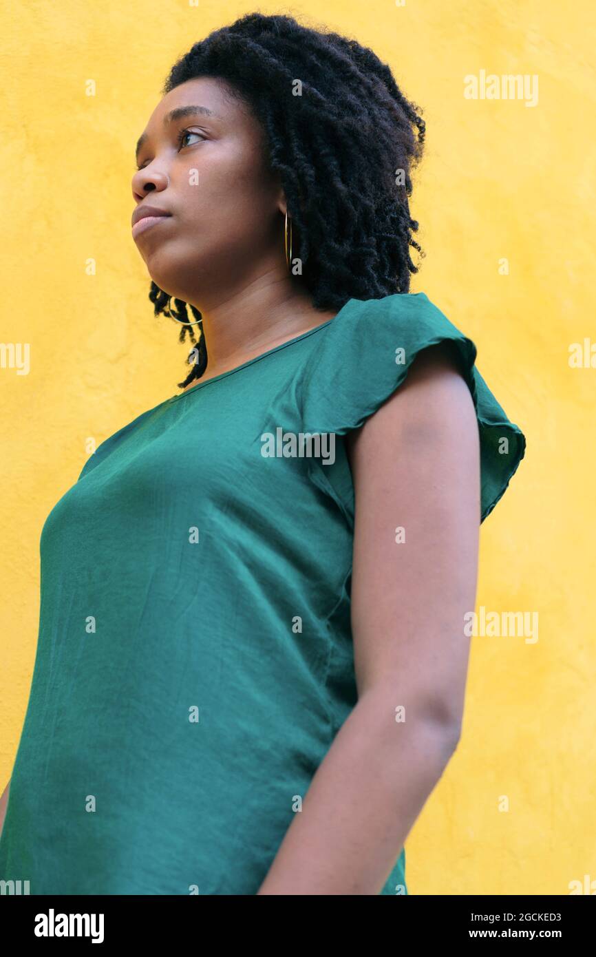 An African American Woman standing with her face in profile Stock Photo ...