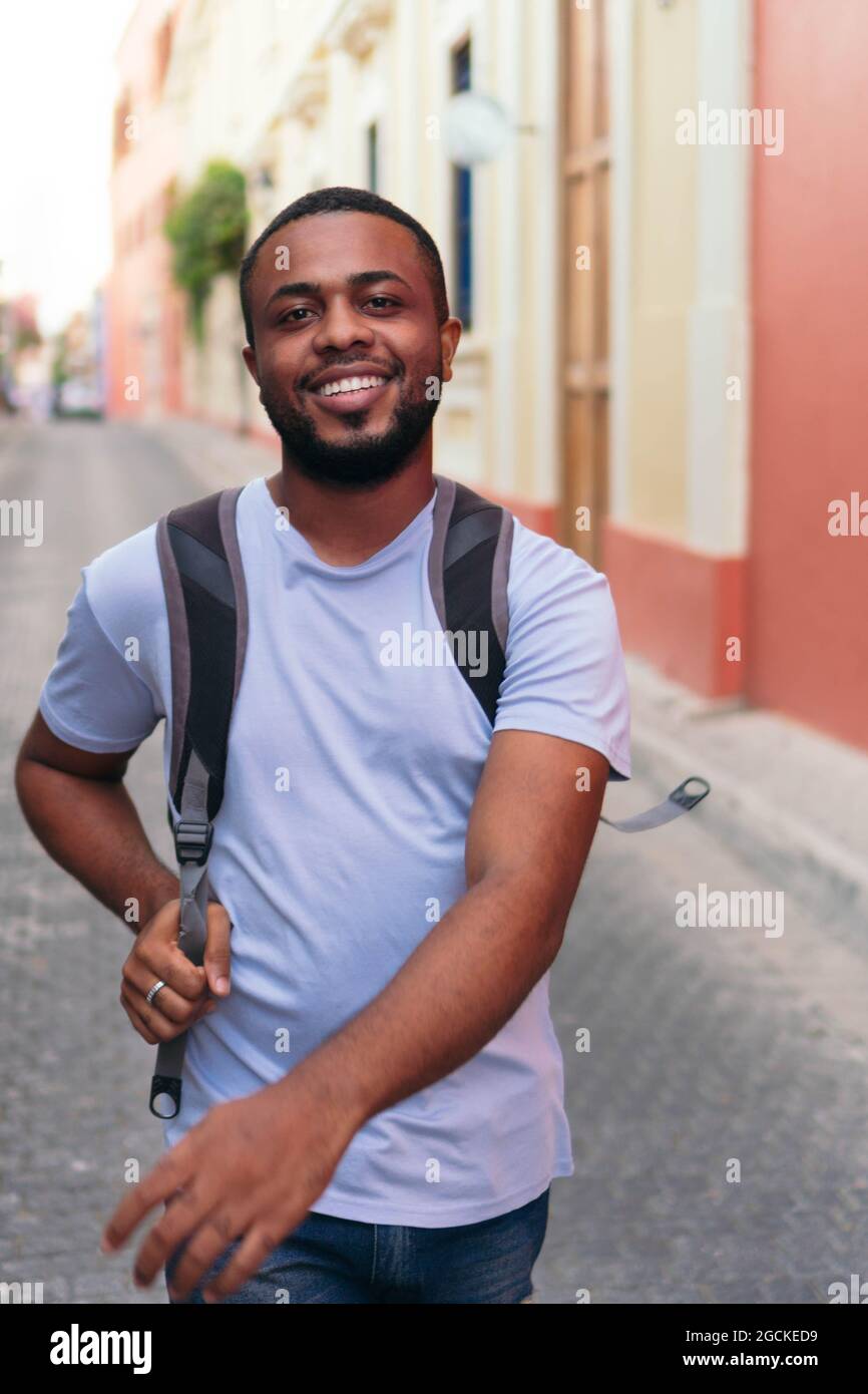 African american male backpack outside hi-res stock photography and ...