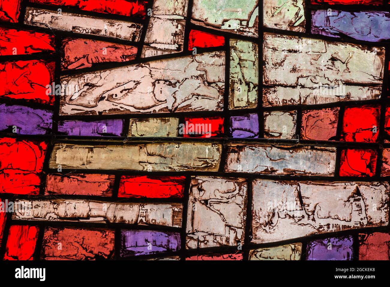 Stained Glass Church Window in Violet and Red Tone Color Stock Photo ...