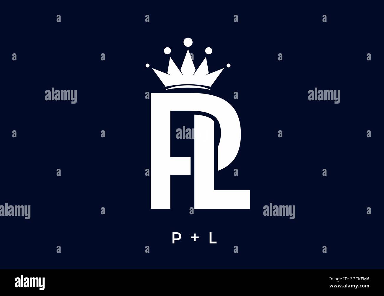 White color of PL initial letter with crown design Stock Vector Image ...