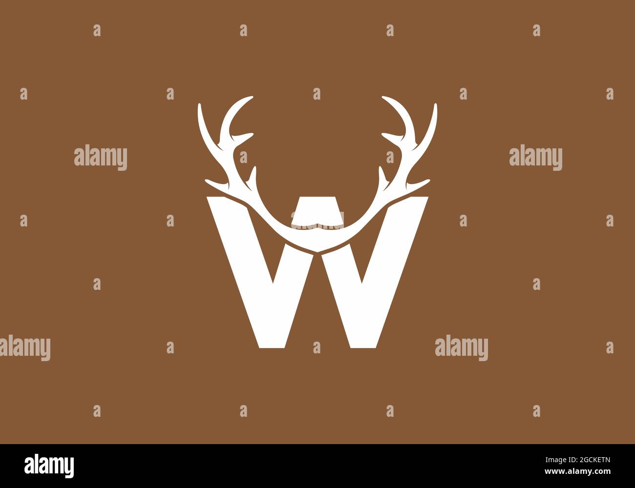 White brown color of W initial letter with deer horn design Stock ...