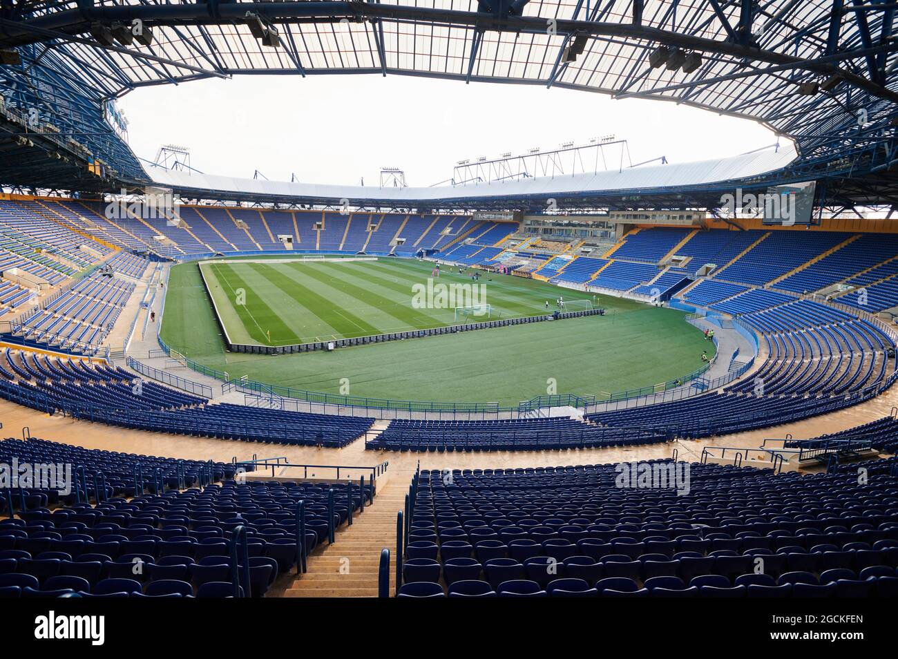 Kharkiv, Ukraine - August 6, 2021: Metalist stadium before match ...