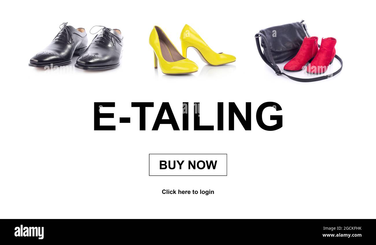 E-tailing concept on white background Stock Photo - Alamy