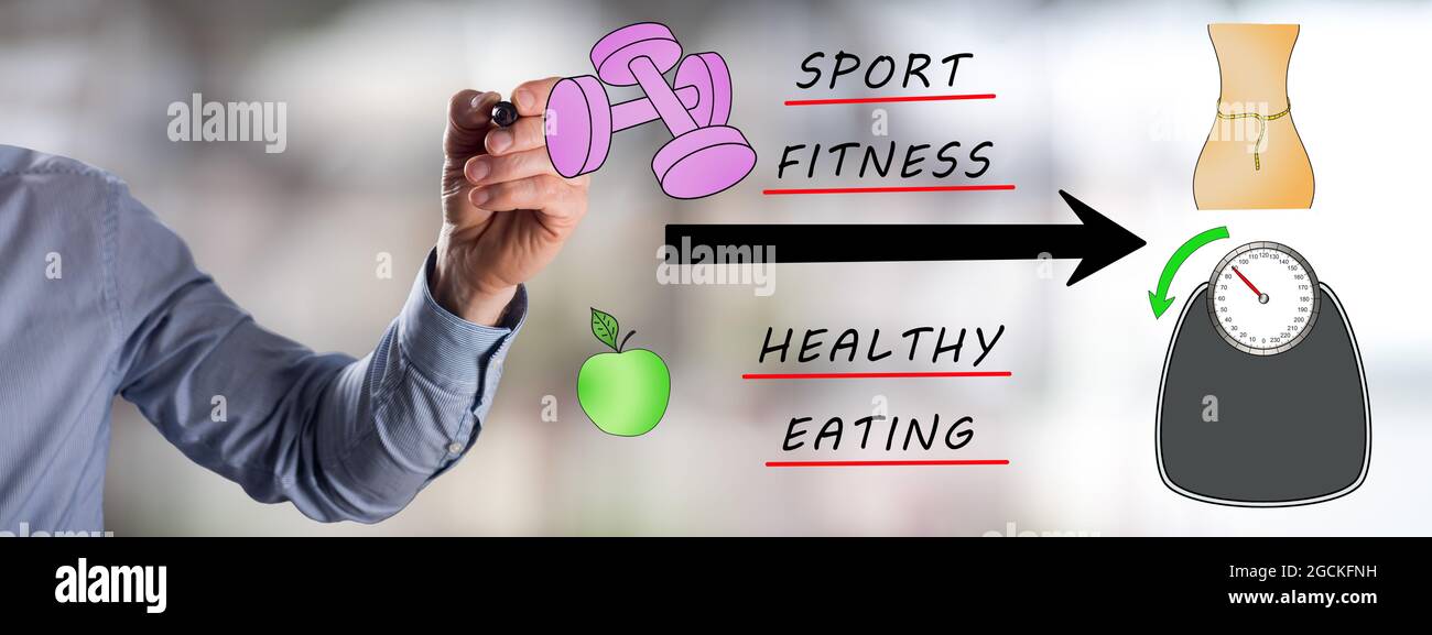 Man drawing a weightloss concept Stock Photo - Alamy