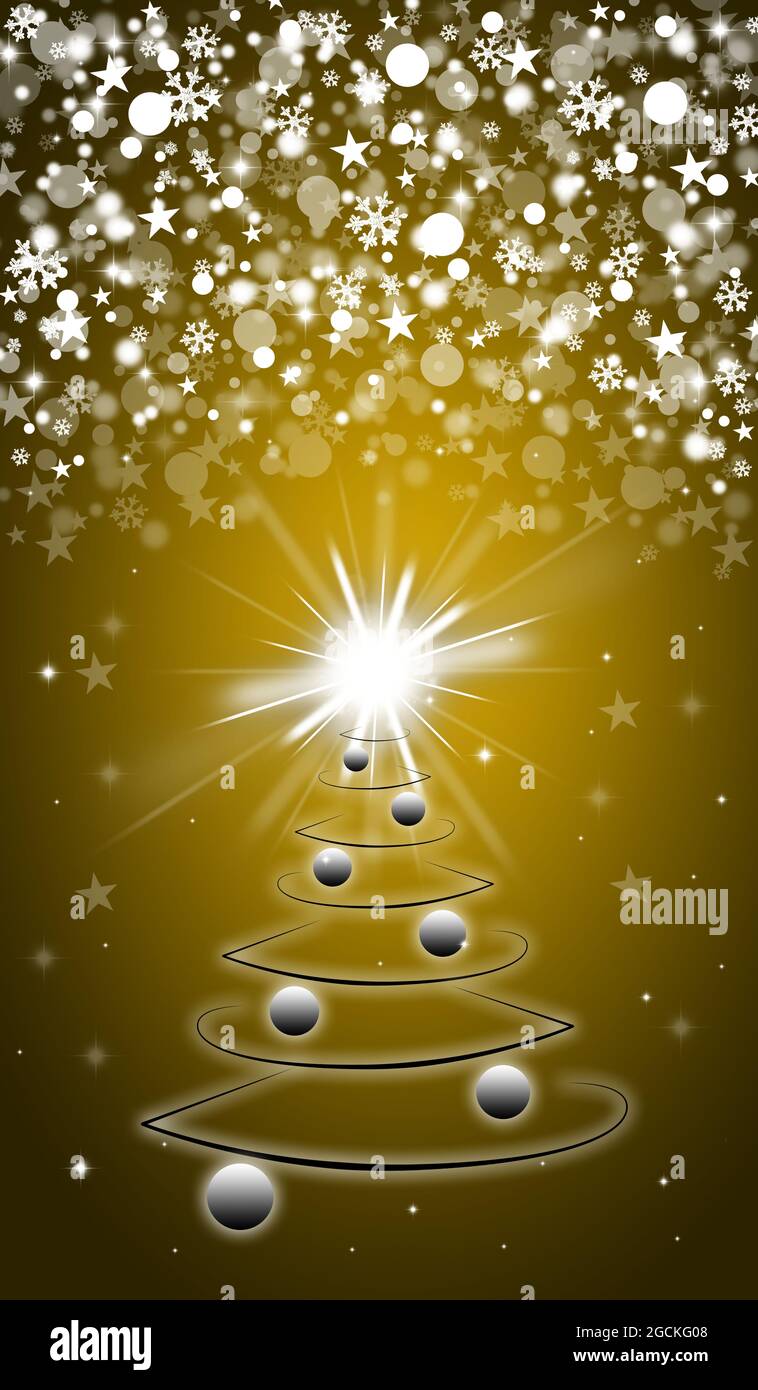 Gold christmas background with abstract christmas tree Stock Photo - Alamy