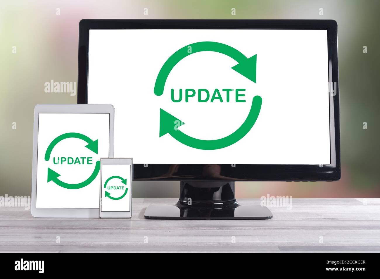 Update concept shown on different information technology devices Stock ...