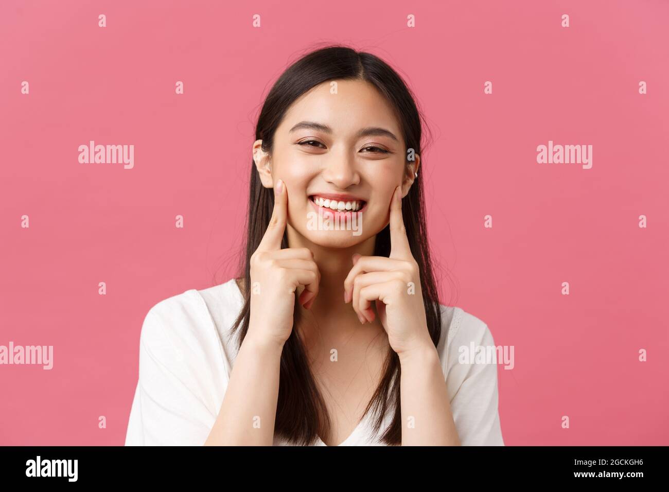 Beauty, people emotions and summer leisure concept. Close-up of funny ...