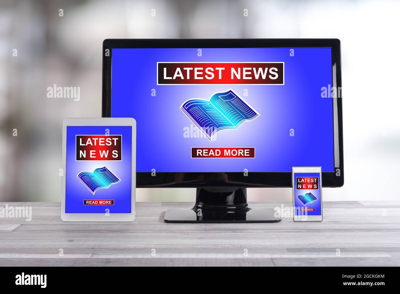 Latest news concept shown on different information technology devices ...
