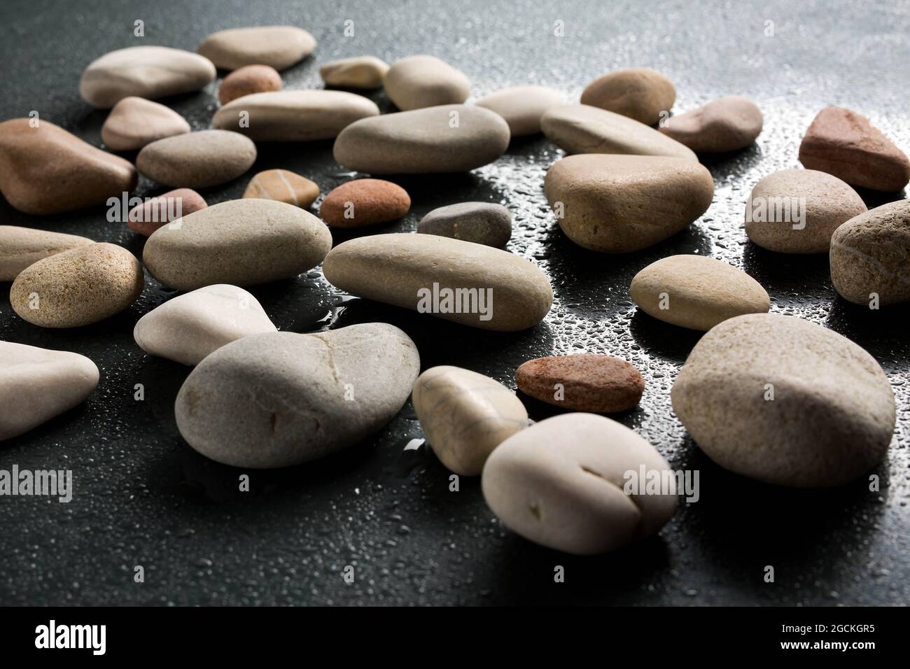 colorful sea pebbles with water drops Stock Photo - Alamy