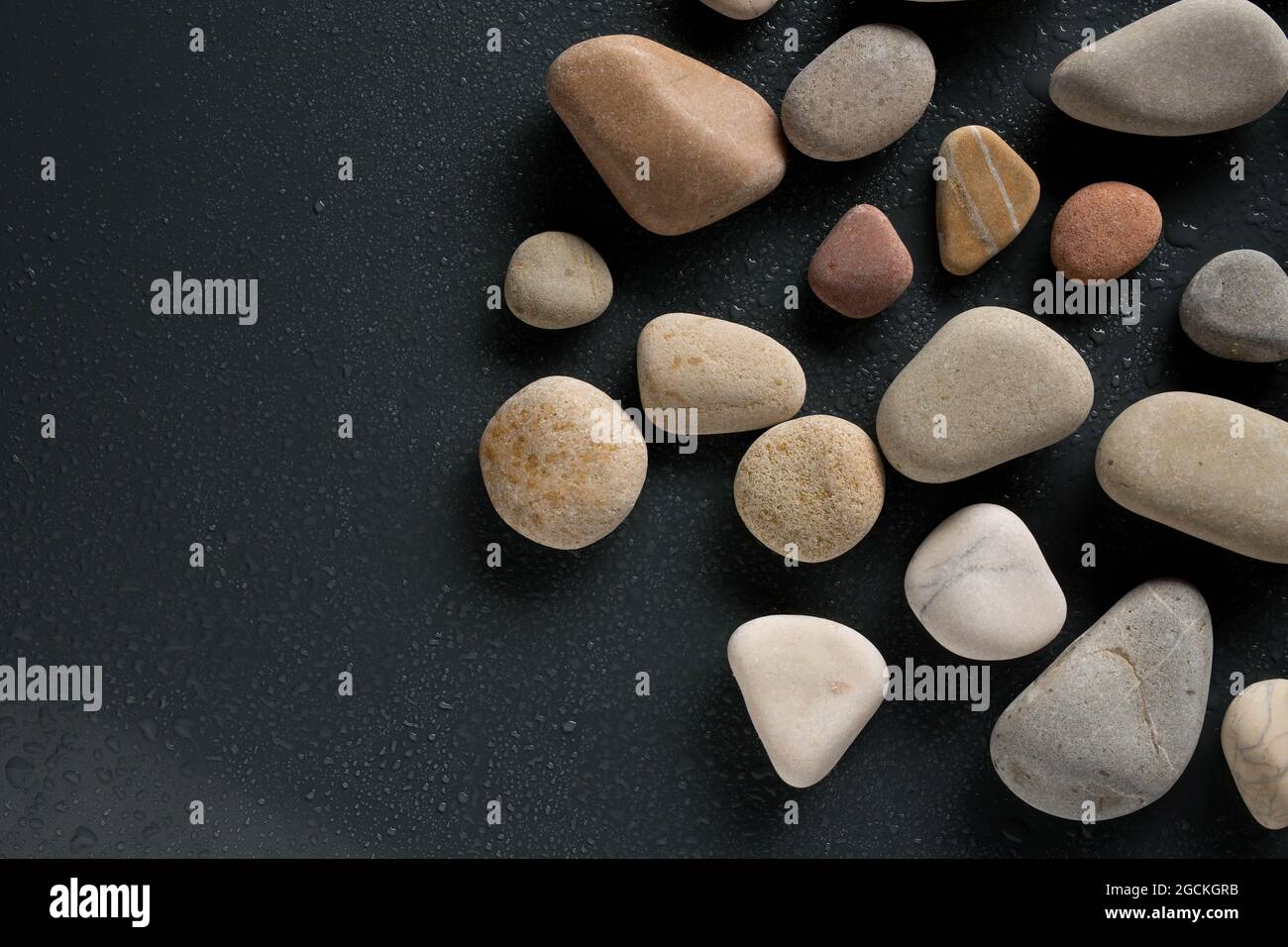 colorful sea pebbles with water drops Stock Photo - Alamy