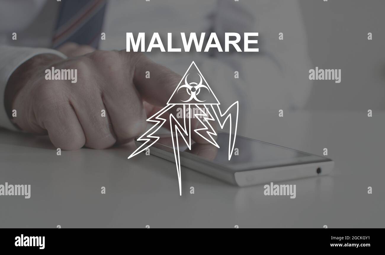 Malware concept illustrated by a picture on background Stock Photo - Alamy