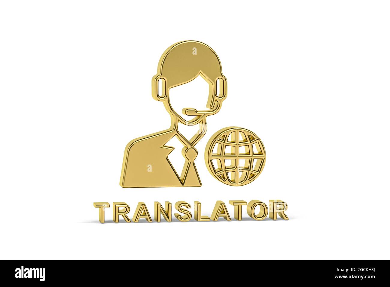 Golden 3d translator icon isolated on white background - 3d render ...