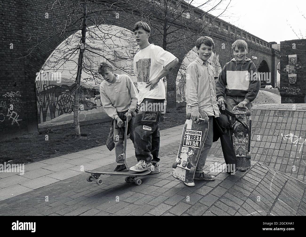 Skateboarders, Nottingham, UK 1989 Stock Photo - Alamy