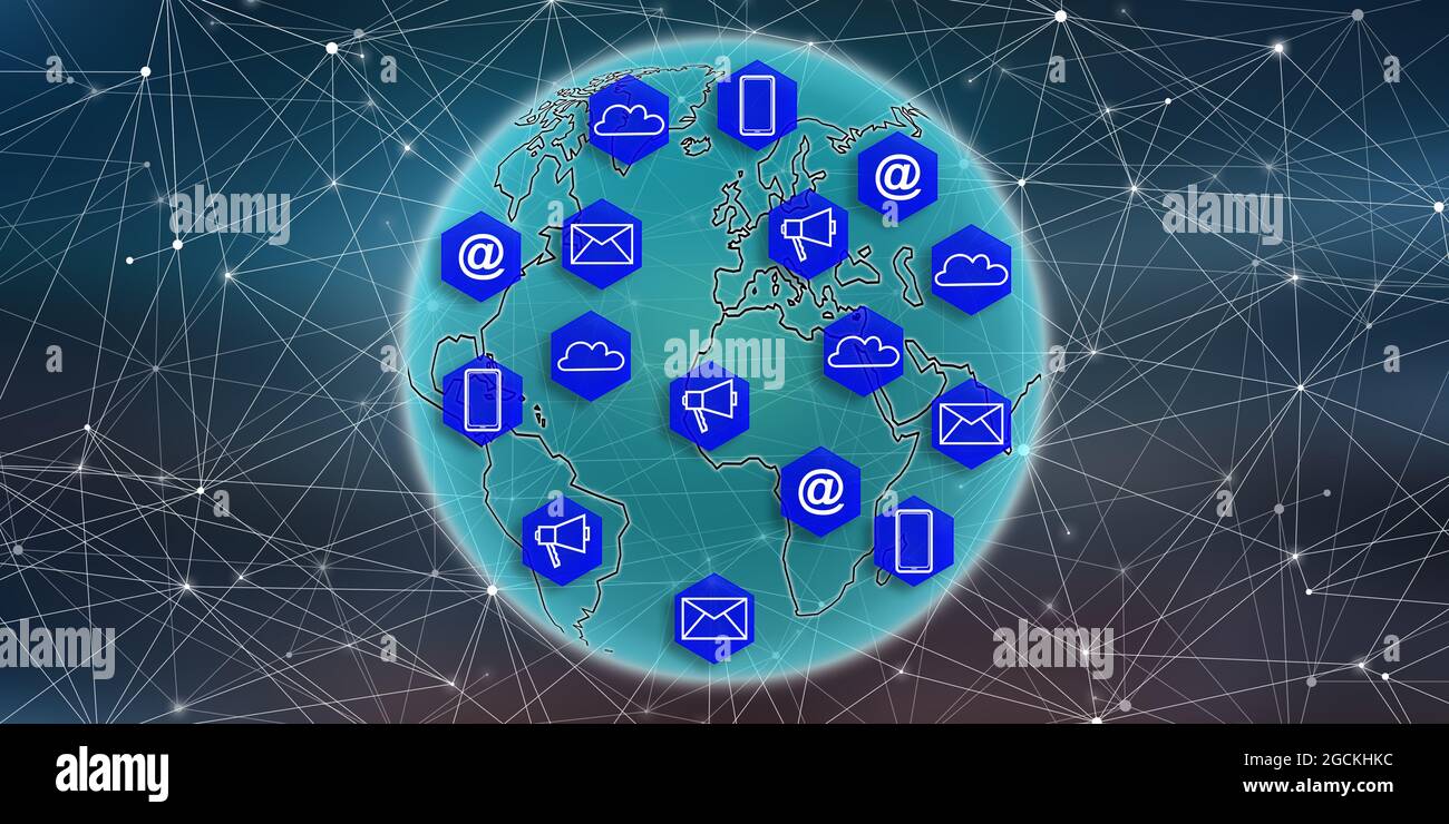 Illustration of a global communication concept Stock Photo - Alamy
