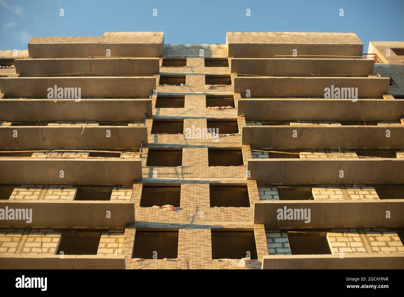 Building a house. Multi-storey building without cladding. Construction ...