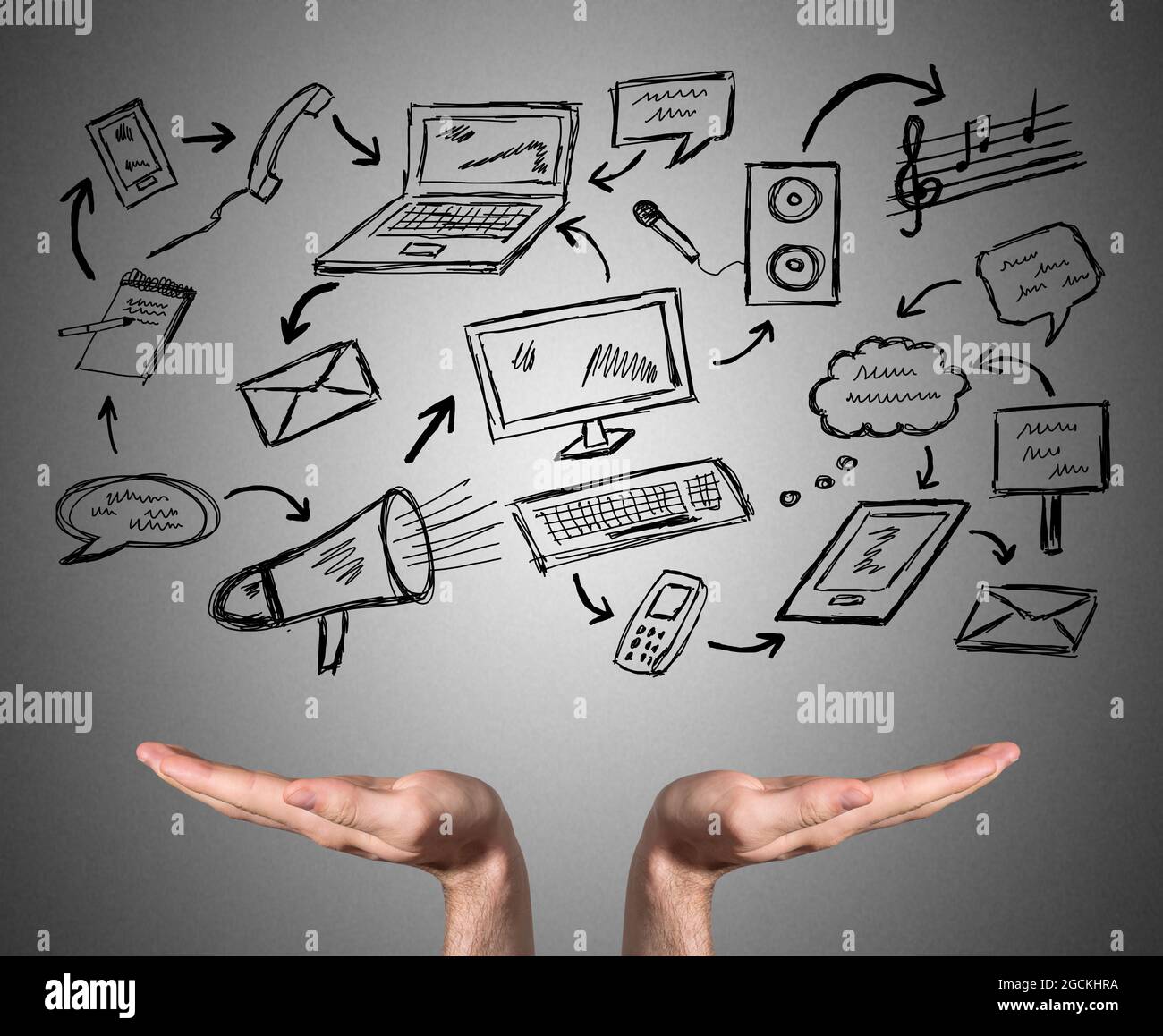Open hands sustaining communication concept Stock Photo - Alamy