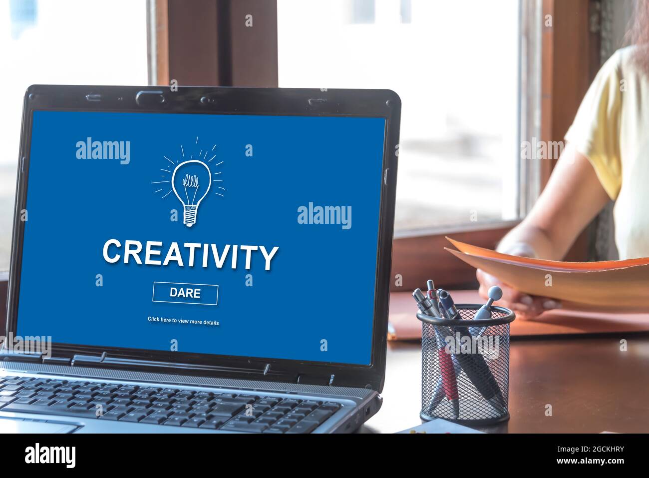 Laptop screen displaying a creativity concept Stock Photo - Alamy