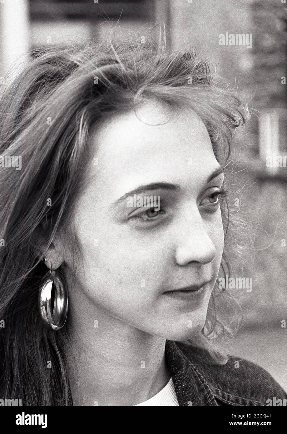 Portrait of teenage girl, Nottingham, UK 1989 Stock Photo - Alamy